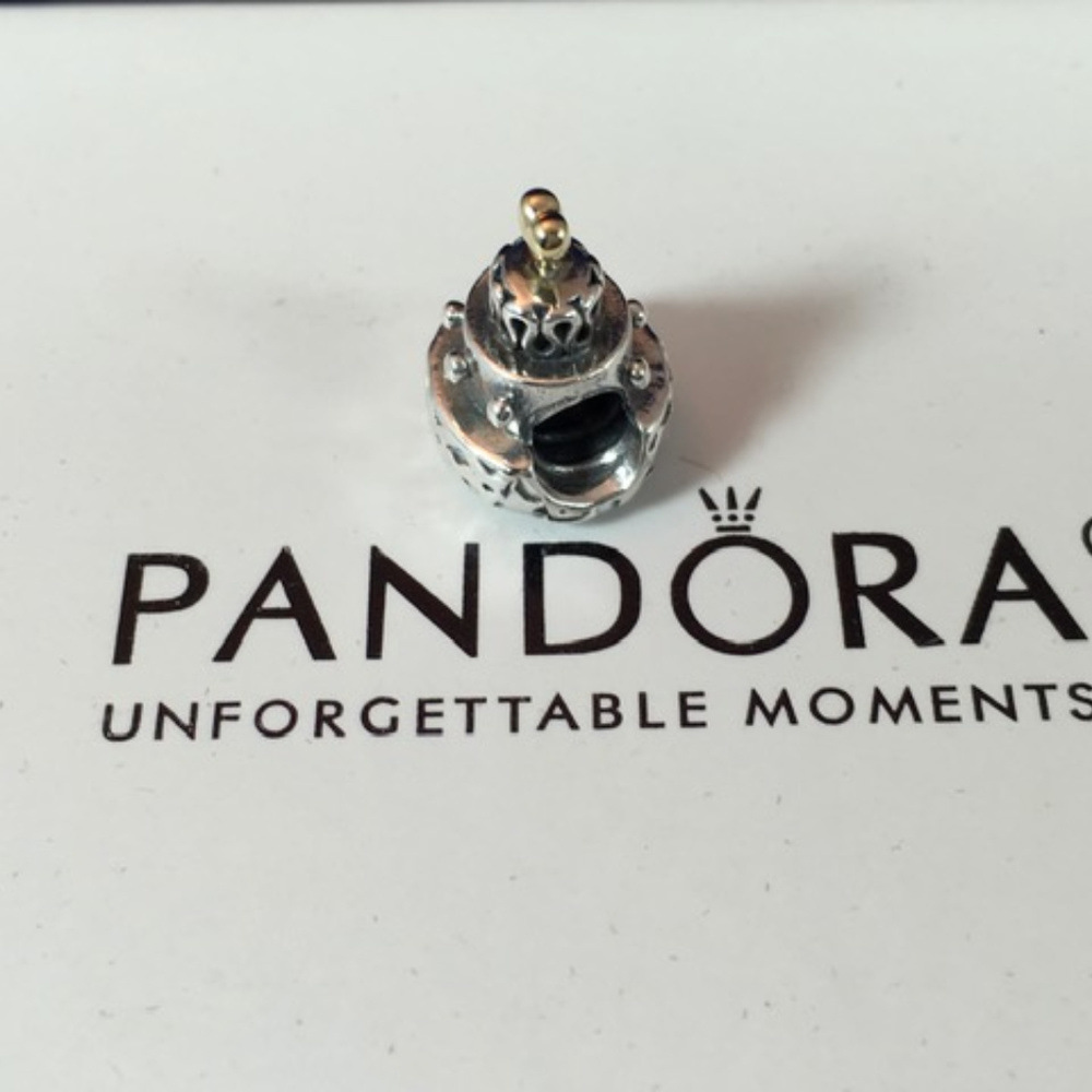 Pandora 925 & 14k Gold Celebration Cake Charm - Gem